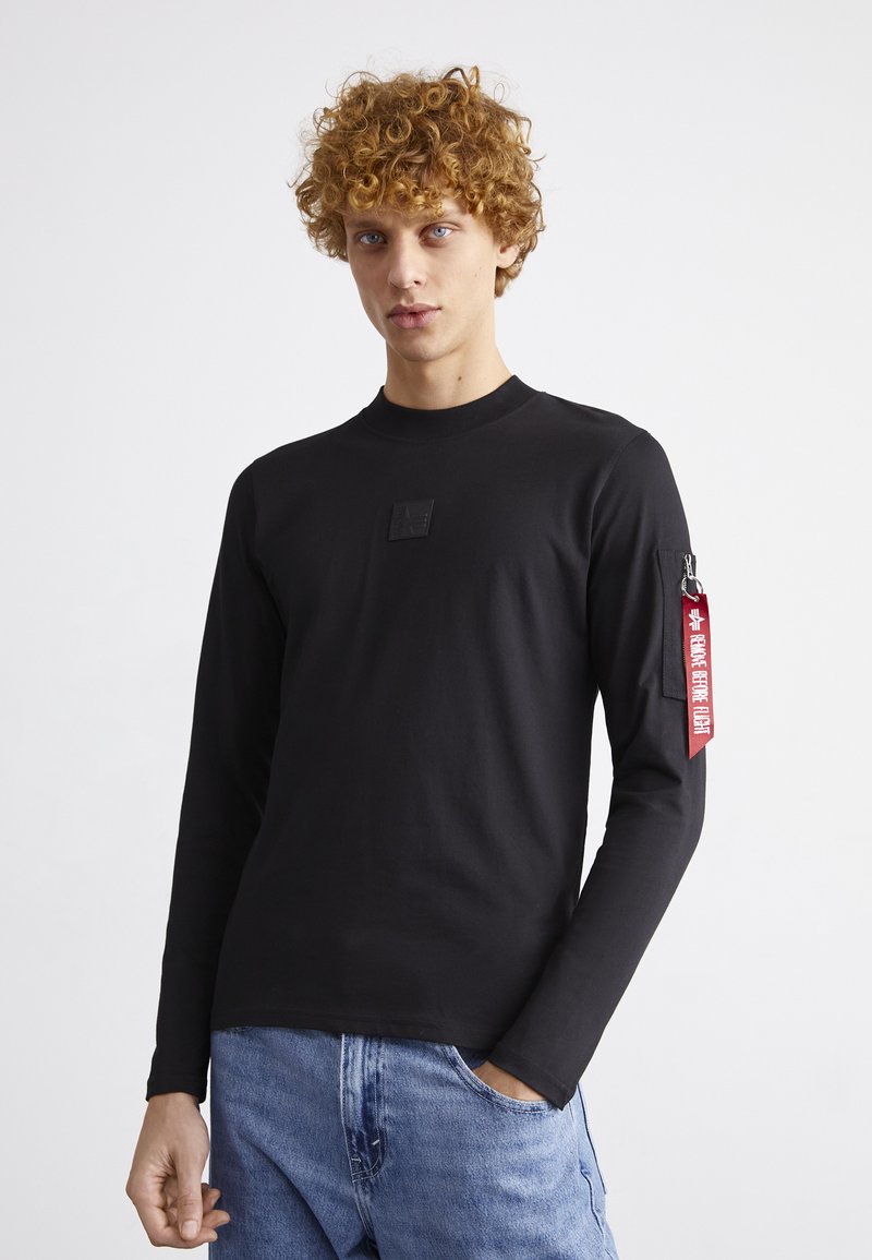 Alpha Industries LABEL - Long sleeved top - black - Zalando.ie