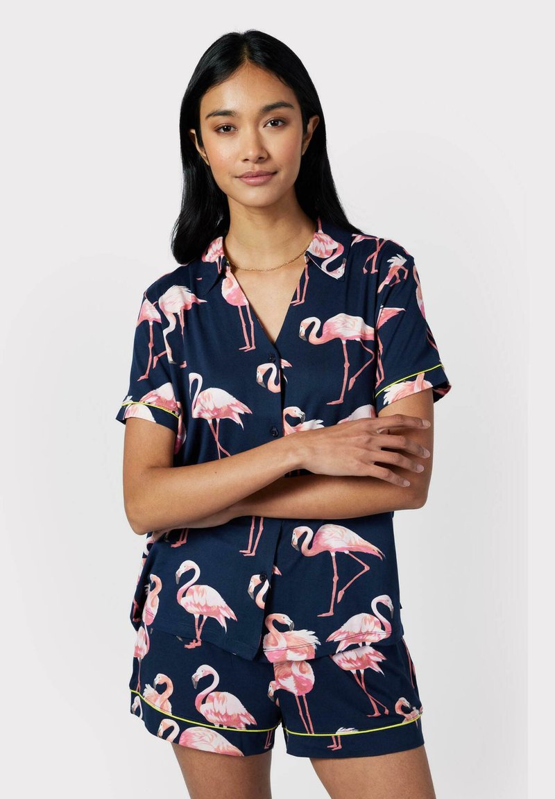 Chelsea Peers FLAMINGO PRINT SET - Pyjama - navy/donkerblauw - Zalando.be