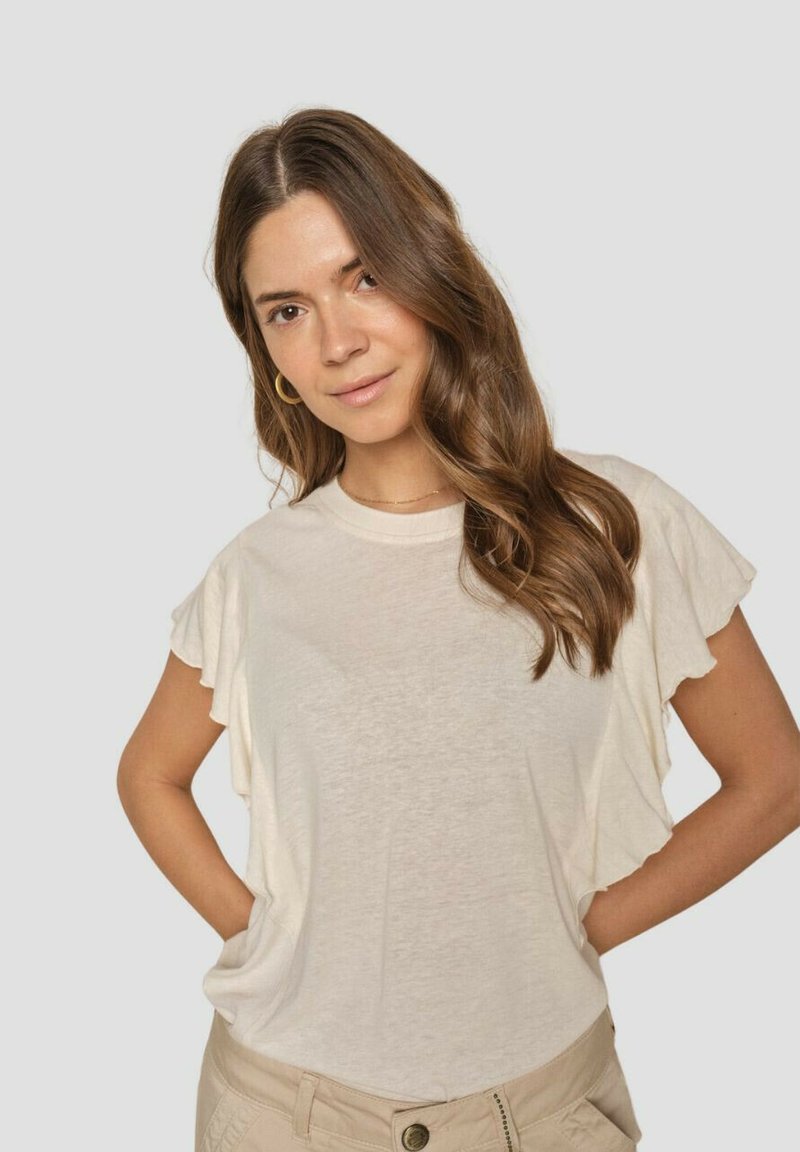 Mos Mosh CHIO VOLANT - T-Shirt print - ecru/beige - Zalando.de