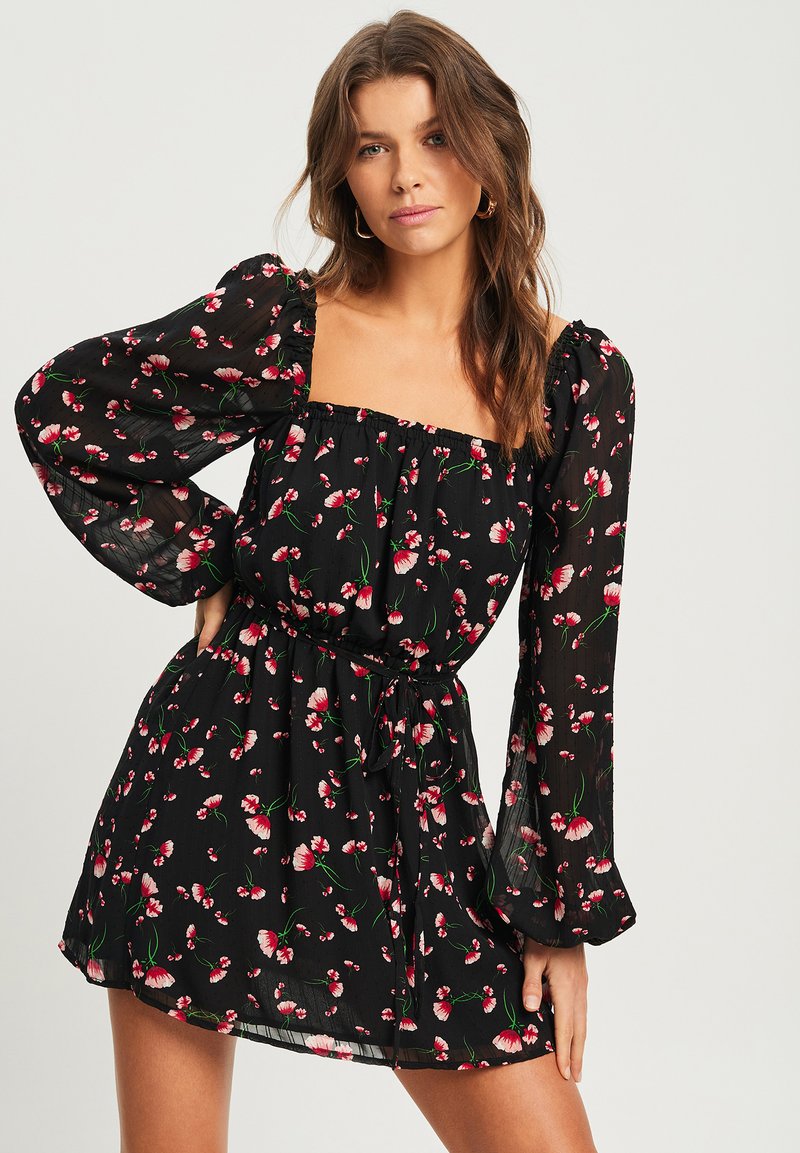 SÁVEL MATEA - Robe de jour - falling petals/noir - ZALANDO.FR