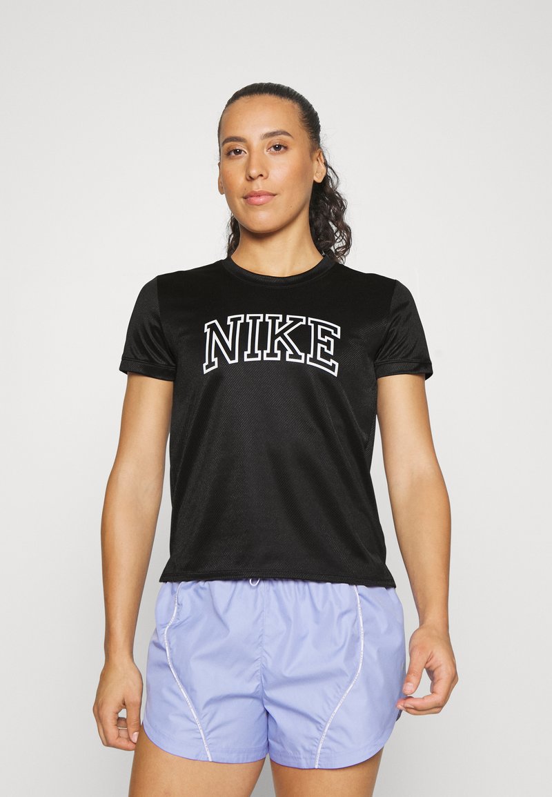 Nike Performance RUN TOP - Sports T-shirt - black/white/black - Zalando ...