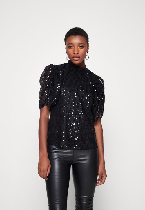 Object PAILLETTEN - Blouse - black/noir - ZALANDO.FR