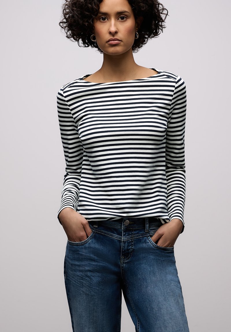 Street One GESTREIFTES - Long sleeved top - blau/dark blue - Zalando