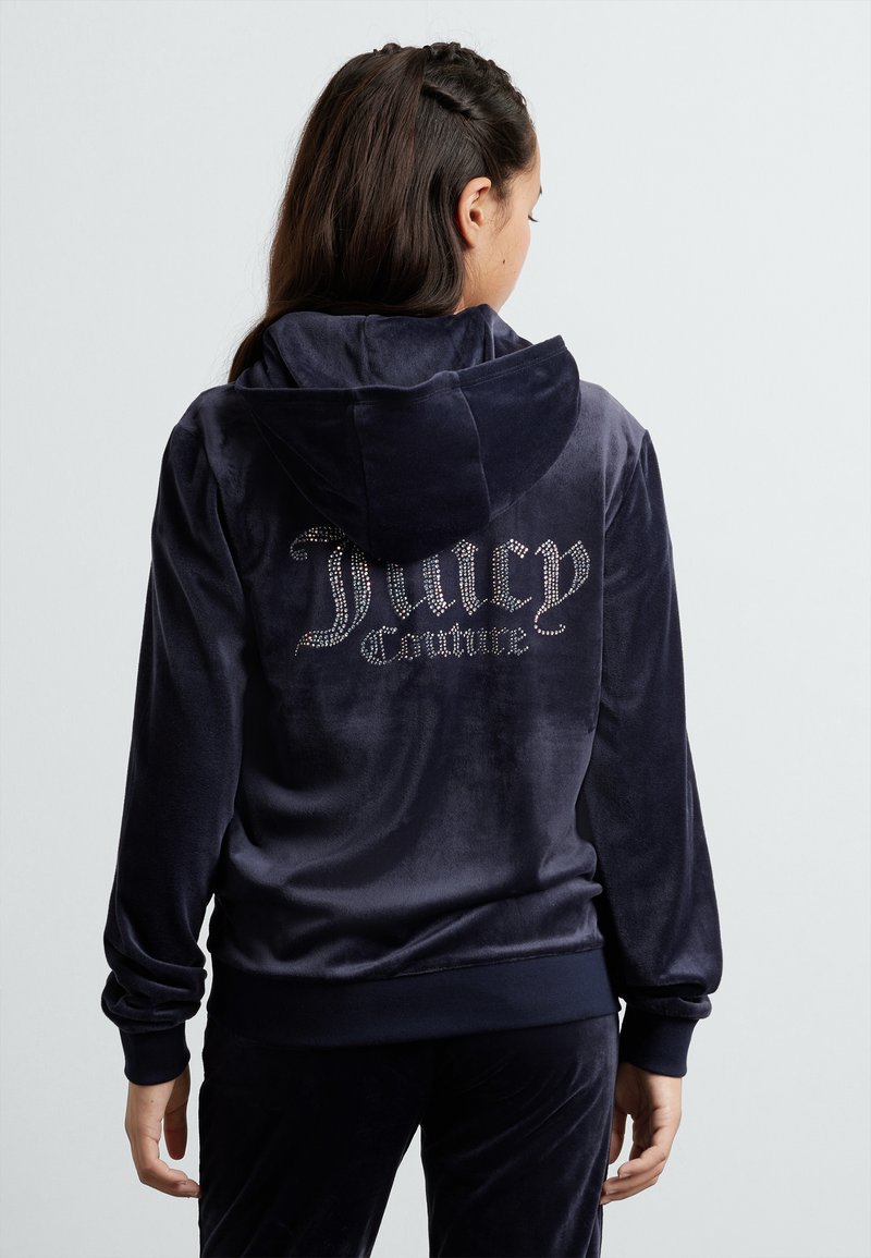 Juicy Couture DIAMANTE ZIP THROUGH HOODIE - Sweater met rits - night sky/donkerblauw - Zalando.nl