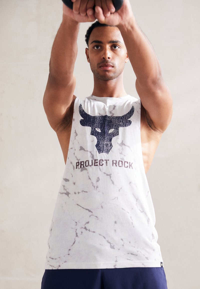 Under Armour ROCK BRAHMA BULL TANK - Top - white clay/dark maroon/white ...