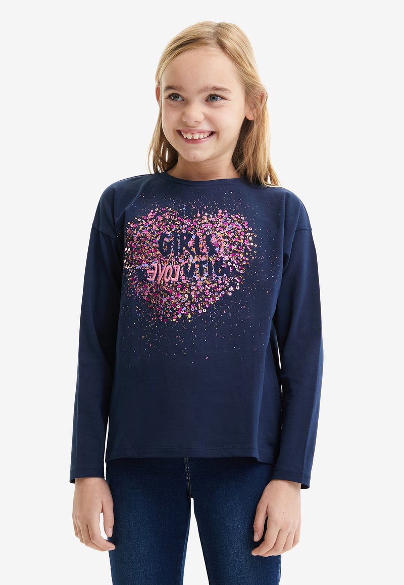 Desigual SEQUIN SPLATTER - Long sleeved top - blue - Zalando.ie