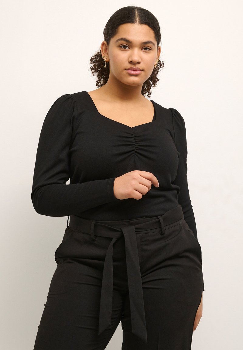 Kaffe Curve CURVE KCEMILA - Longsleeve - black deep/gemêleerd zwart ...