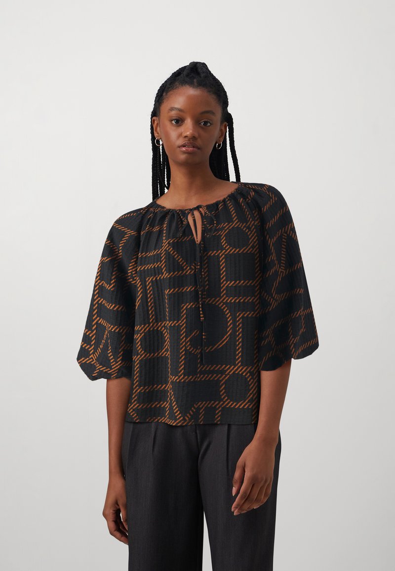 Object OBJHONNE - Blouse - black/brown/black - Zalando.ie