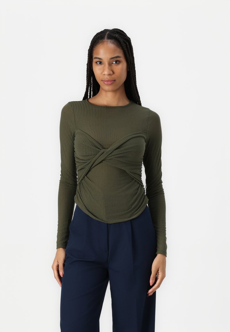 Anna Field TWIST CHEST PANEL - Long sleeved top - olive - Zalando
