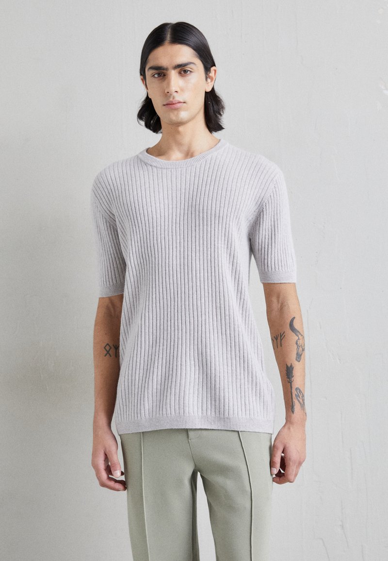 KNITID CASHMERE RIB TEE - T-shirt basic - arctic mist/grijs - Zalando.nl