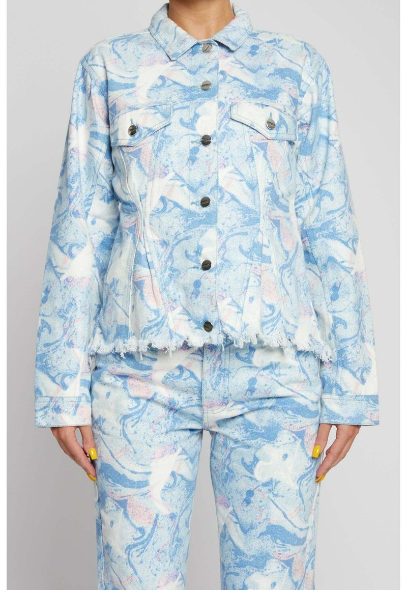 HERMAN&CO PSYCHEDELIC MARBLE PRINTED TAPERED WAIST - Denim jacket ...