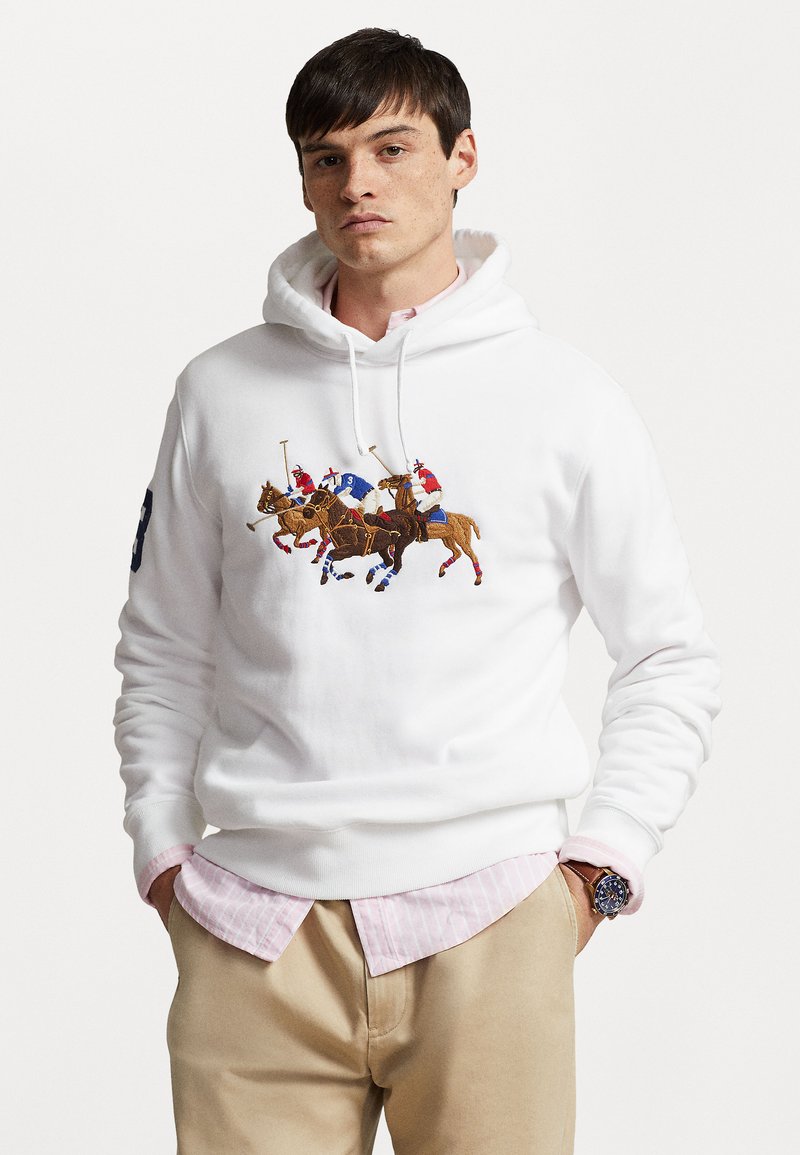 Polo Ralph Lauren HOOD LONG SLEEVE - Jersey con capucha - white/blanco ...