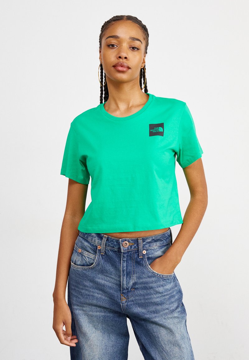 The North Face CROPPED FINE TEE - Print T-shirt - optic emerald/green - Zalando.co.uk