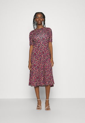 Lauren Ralph Lauren MUNZIE ELBOW SLEEVE DAY DRESS - Vestito di maglina - navy/burgundy multi/blu ...