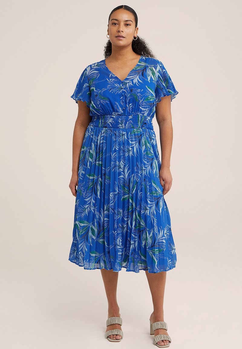 WE Fashion CURVE - Robe de jour - blue/bleu métallisé - ZALANDO.FR