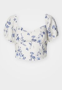 Hollister Co. RUCHED BUST - Tricou cu imprimeu - waterfall/alb - Zalando.ro
