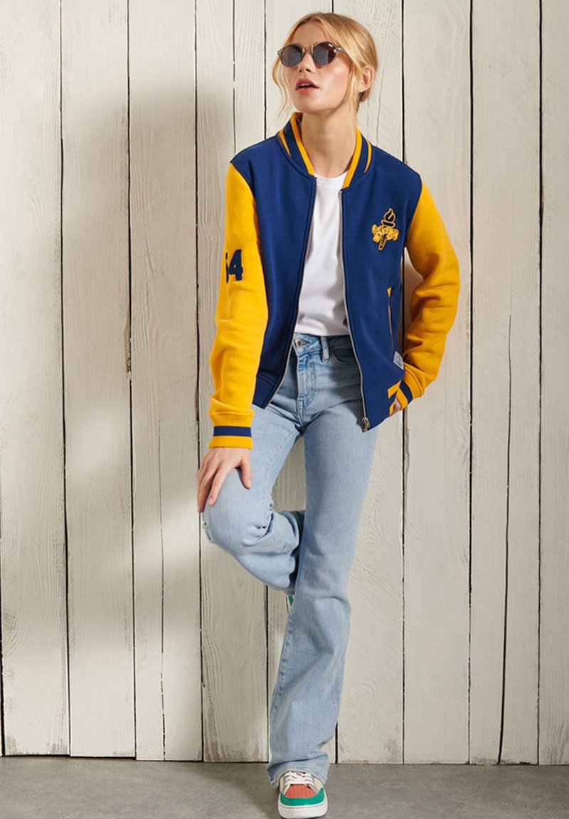 Superdry Zip-up sweatshirt - pilot mid blue/blue - Zalando.ie