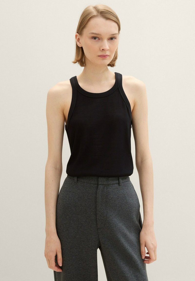 TOM TAILOR DENIM BASIC - Top - deep black/sortmetal - Zalando.dk