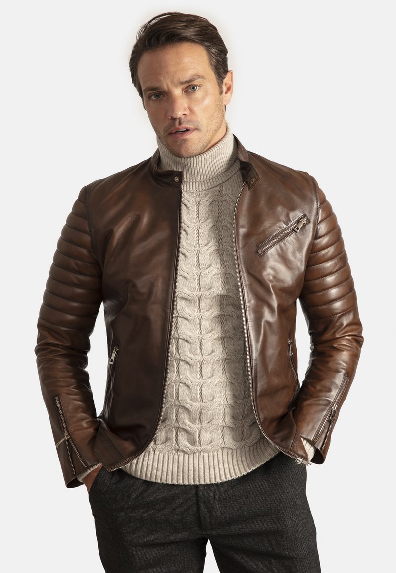 Jacey Quinn VINTAGE AND MOTO RACER - Giacca di pelle - hazelnut/marrone ...