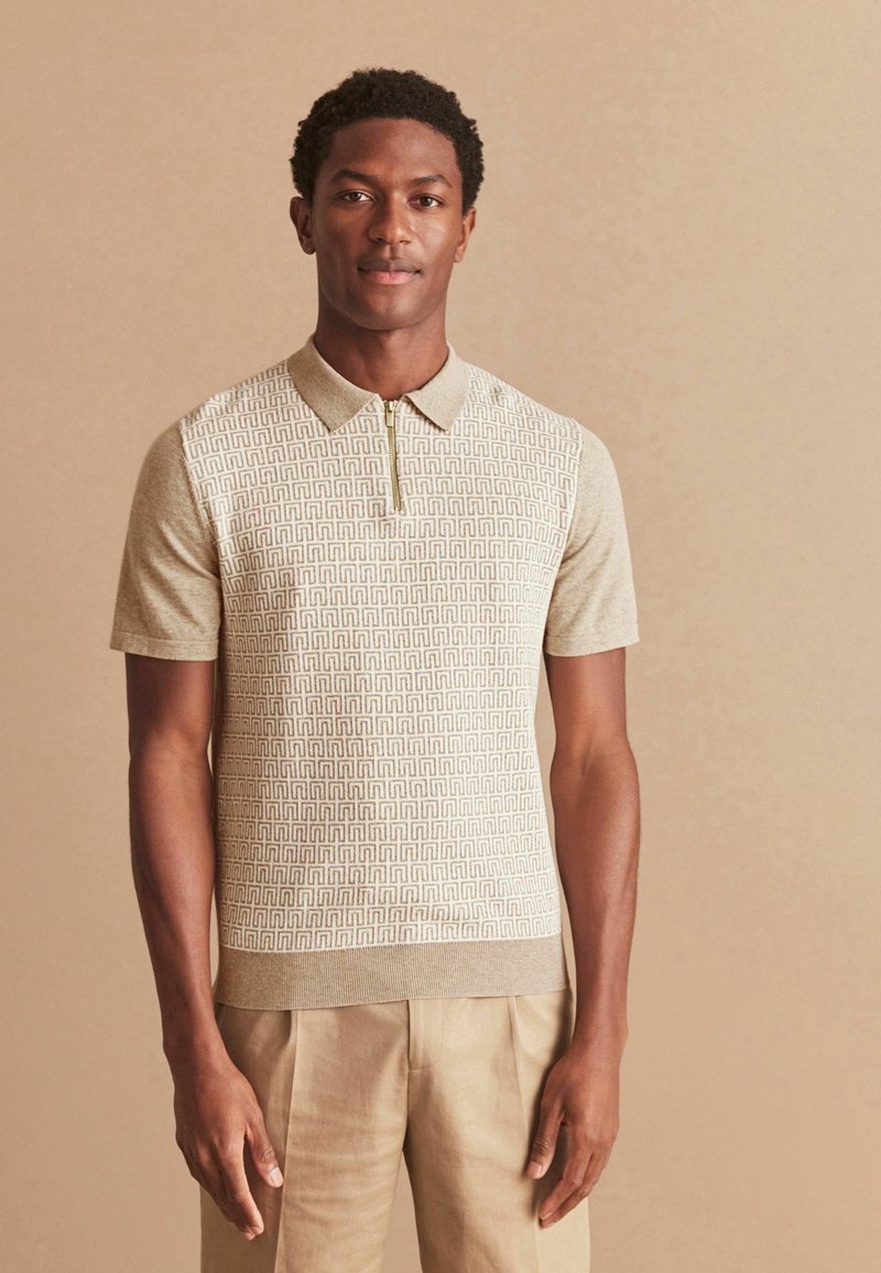 Next GEO ZIP POLO SHIRT - Poloshirt - sand natural/beige - Zalando.be