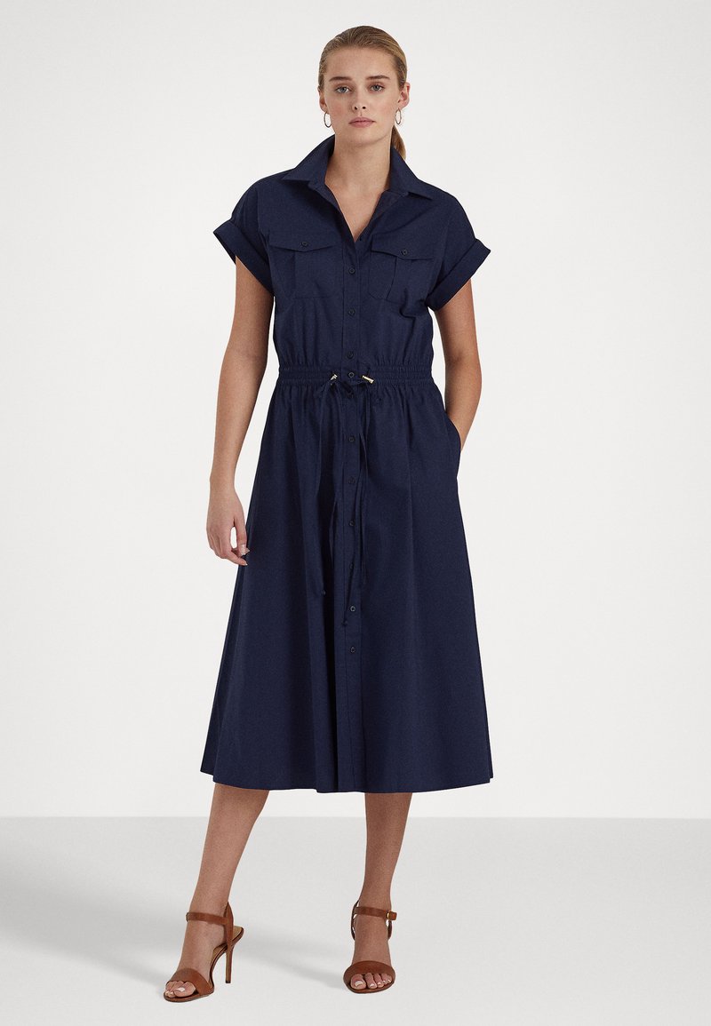 Lauren Ralph Lauren ESTEE SHORT SLEEVE DAY DRESS - Srajčna obleka - refined navy/temno modra ...
