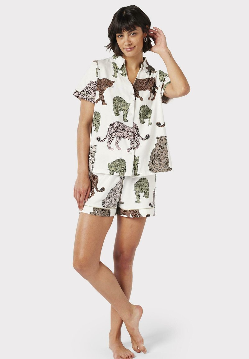 Chelsea Peers LEOPARD PRINT SET - Pyjama set - off white/off-white ...