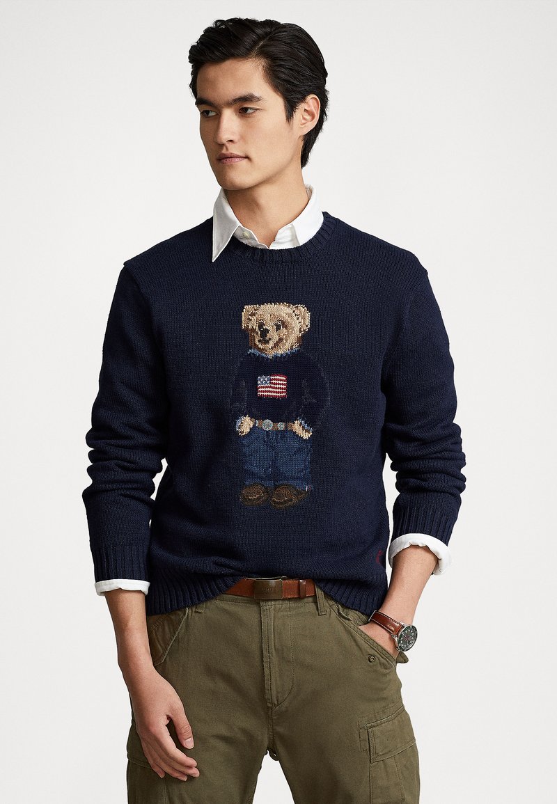 Polo Ralph Lauren POLO BEAR COTTON-LINEN JUMPER - Strickpullover - navy/dunkelblau - Zalando.ch