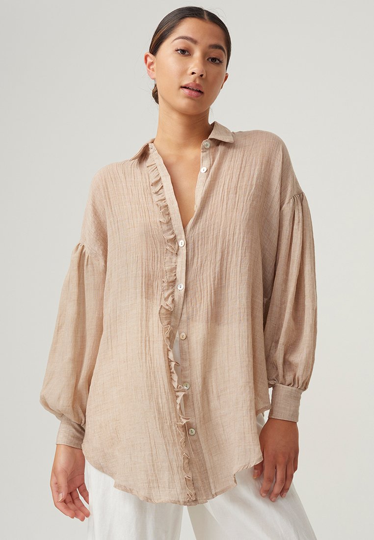 THE FATED TILLY - Button-down blouse - soft beige/beige - Zalando.ie