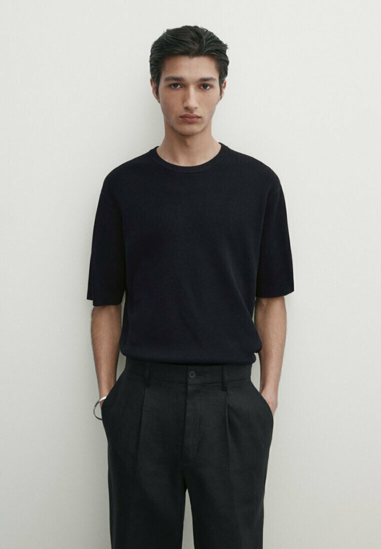 Massimo Dutti T-shirt basic/granatowy melanż - Zalando.pl