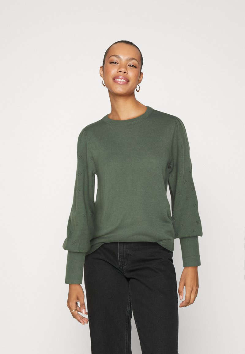 VILA VIAVA O-NECK - Neule - laurel wreath/vihreä - Zalando.fi