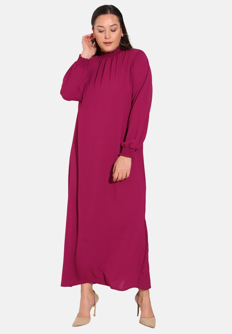 Modanisa PLUS SIZE-ALIA - Maxi-jurk - maroon/donkerrood - Zalando.nl