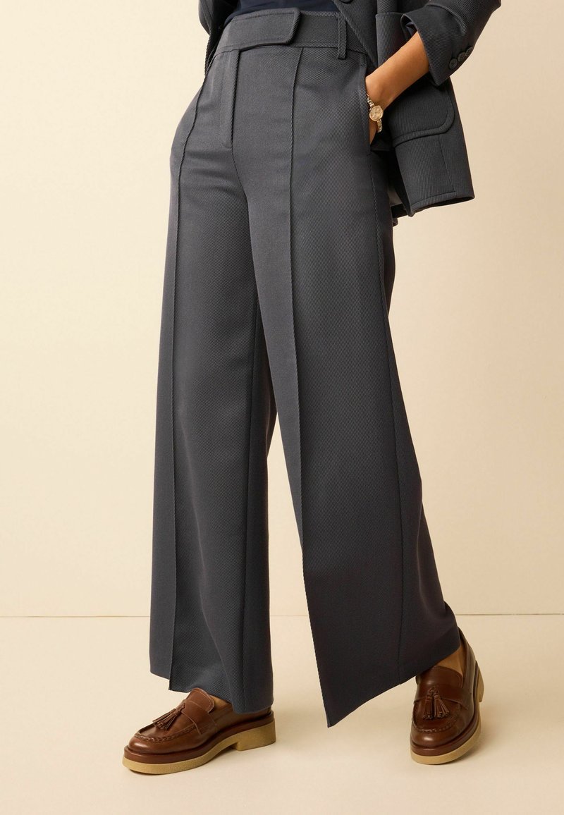 Next Tailored High Waist Wide Leg Trousers Stoffhose Dark Grey