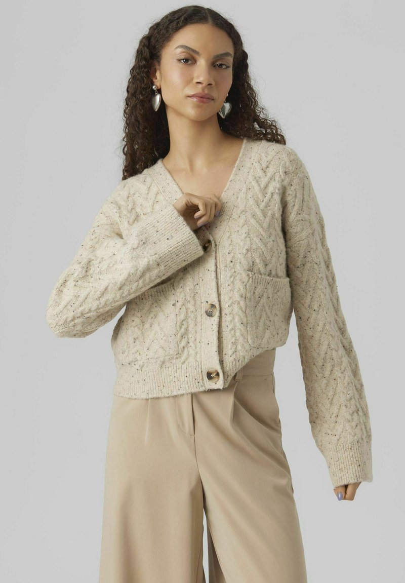 Vero Moda GINA LS - Strickjacke - rainy day/beige - Zalando.de