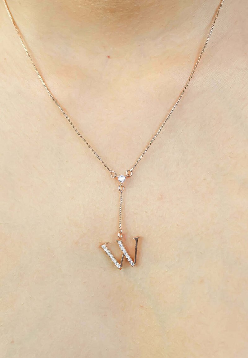 Bombay Sunset INITIAL ALPHABET LETTER W - Collar - rose gold/dorado ...