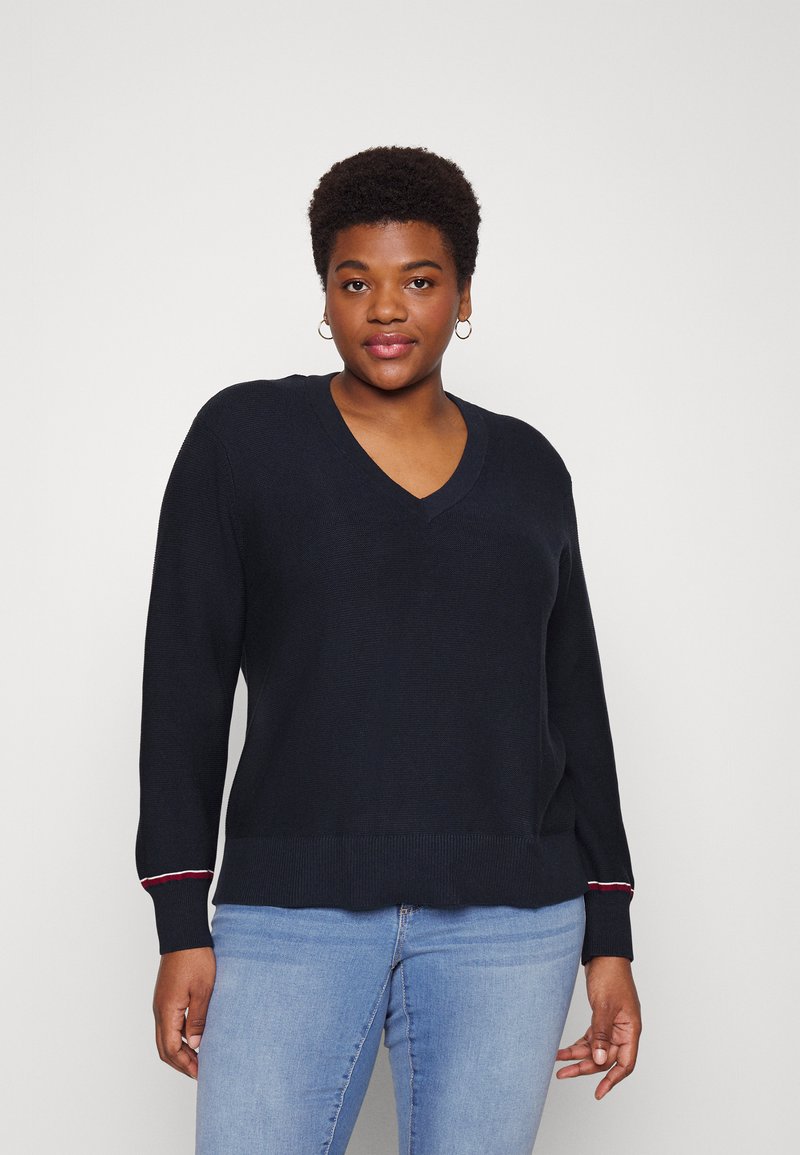 Tommy Hilfiger Curve Global Sweater Jumper Desert Sky Dark Blue