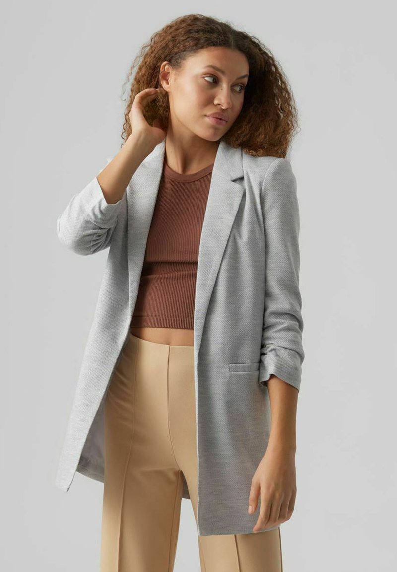 Vero Moda VMRICA LONG - Blazer - light grey melange/grå - Zalando.se