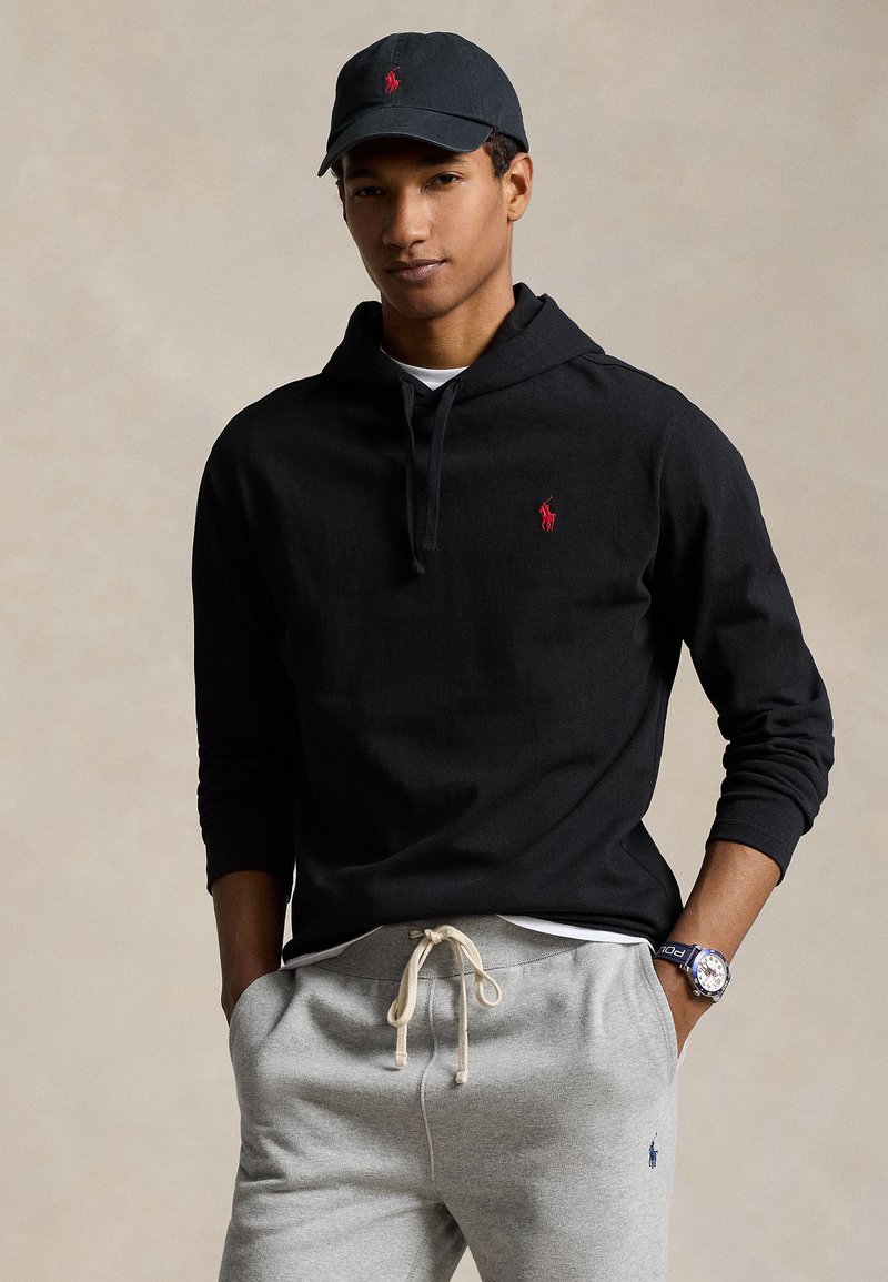 Polo Ralph Lauren JERSEY HOODED T-SHIRT - Long sleeved top - black ...