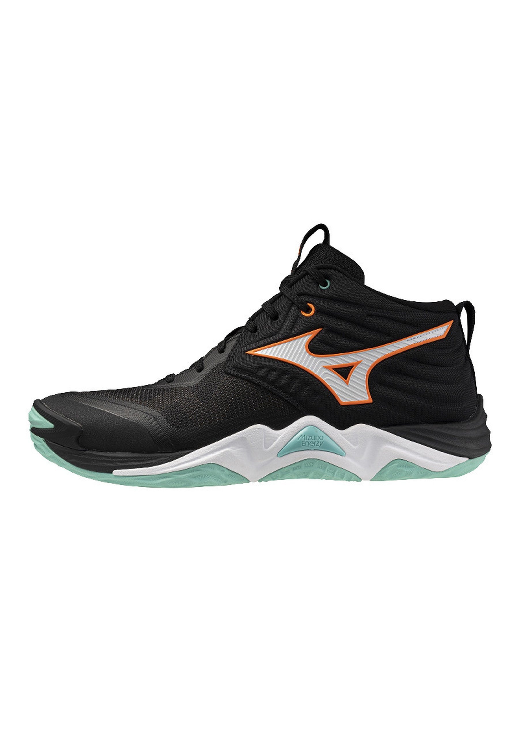 Mizuno WAVE MOMENTUM ELITE MID - Sneaker high - black tangelo icegreen ...