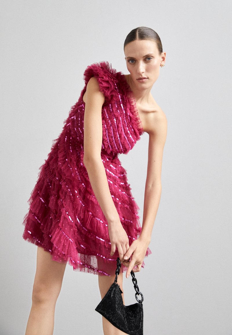 Needle & Thread SPIRAL SEQUIN ONE SHOULDER MICRO MINI DRESS - Cocktail ...