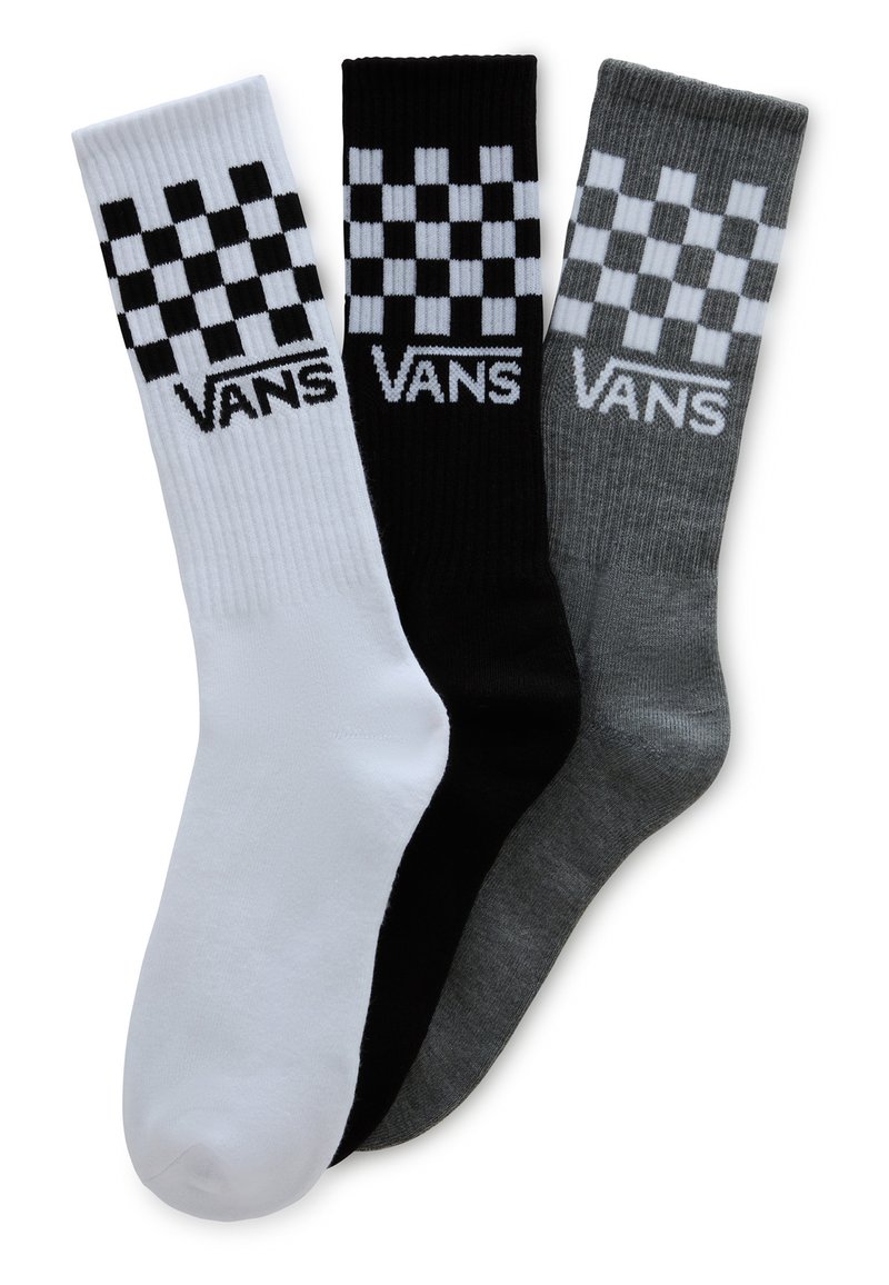 Vans CLASSIC CHECK CREW 3 PACK - Calcetines - black white/negro ...