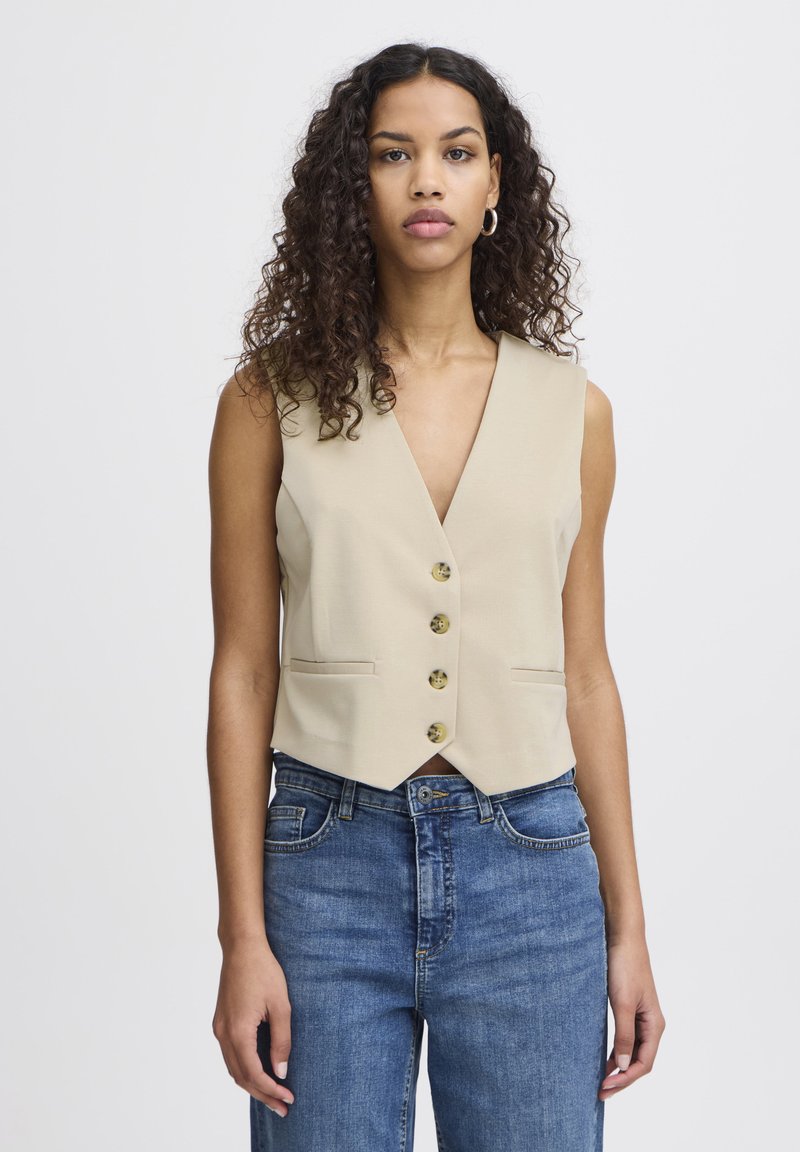 ICHI IXKATE WA - Waistcoat - doeskin/brown - Zalando