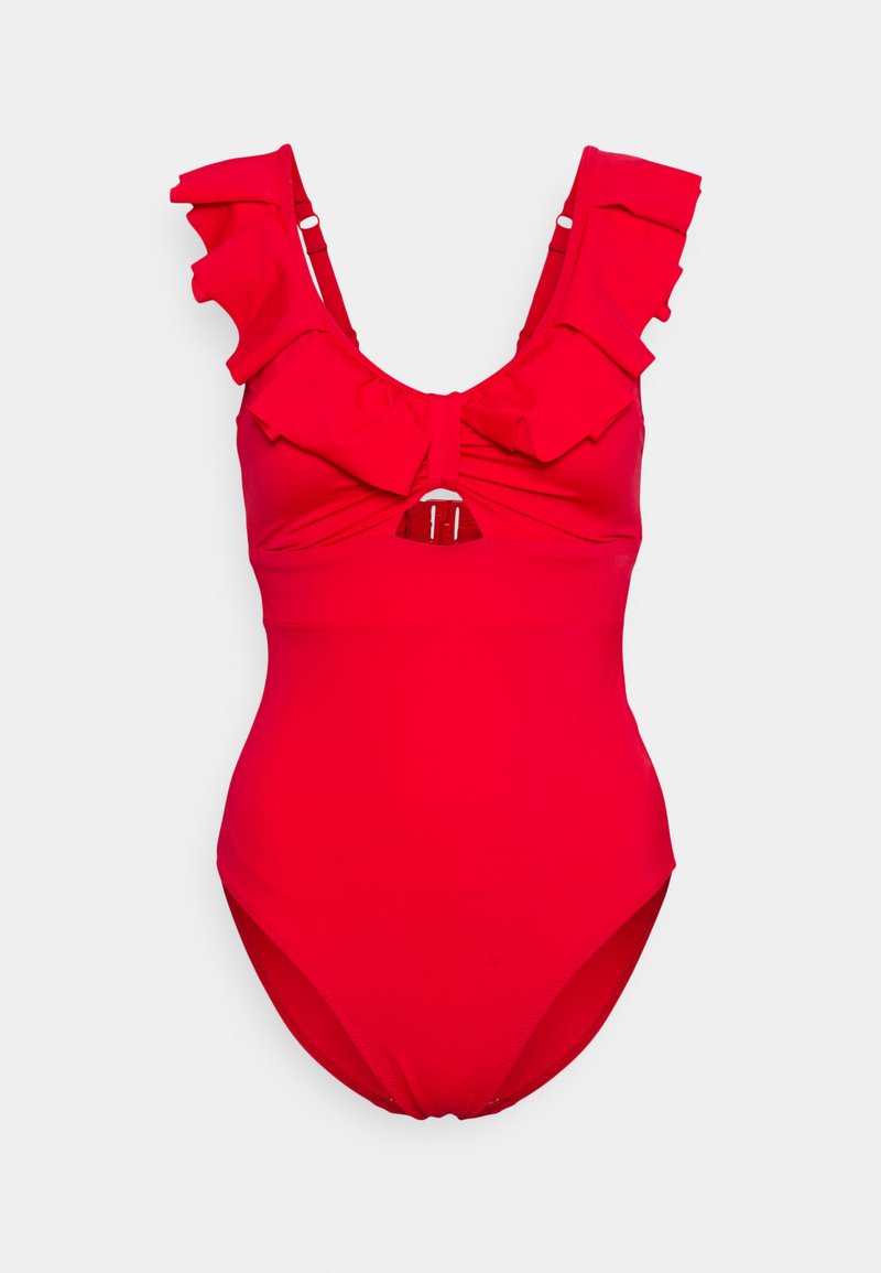 Pour Moi SPACE FRILL NON WIRED SWIMSUIT - Swimsuit - red - Zalando.de