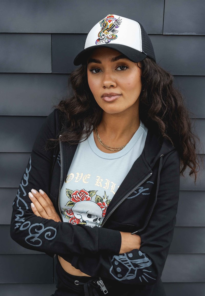 Ed Hardy TWILL FRONT MESH TRUCKER - Caps - white black/hvid - Zalando.dk