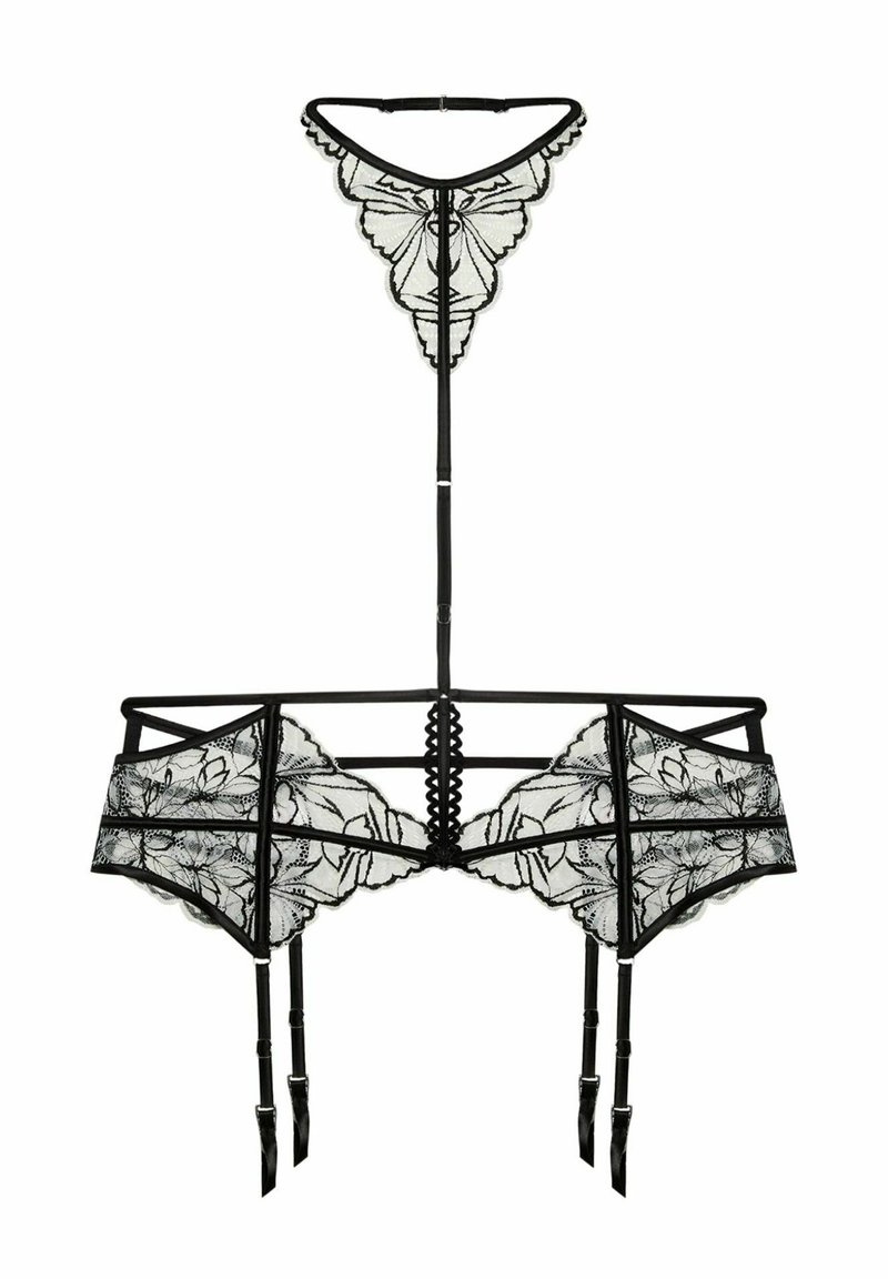 Yamamay PRIVE' FRIVOLOUS - GARTER BELT - Podvazky - black-white floral ...
