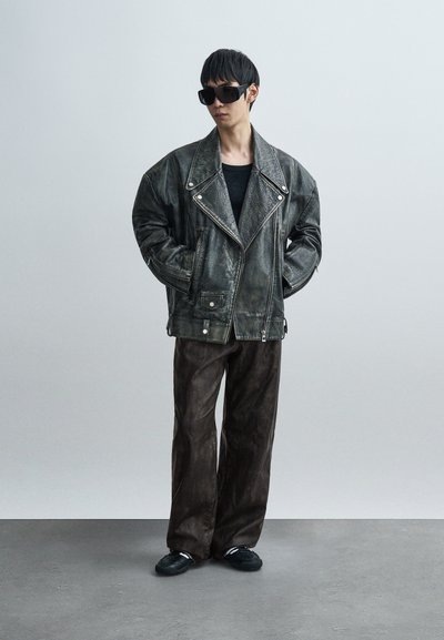 Palm Angels CURVED LOGO PANTS - Trousers - dark grey - Zalando.ie