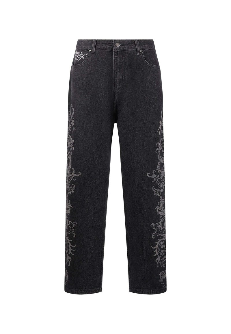 Ed Hardy LASER ETCHED DRAGON REPEAT - Relaxed fit jeans - black - Zalando