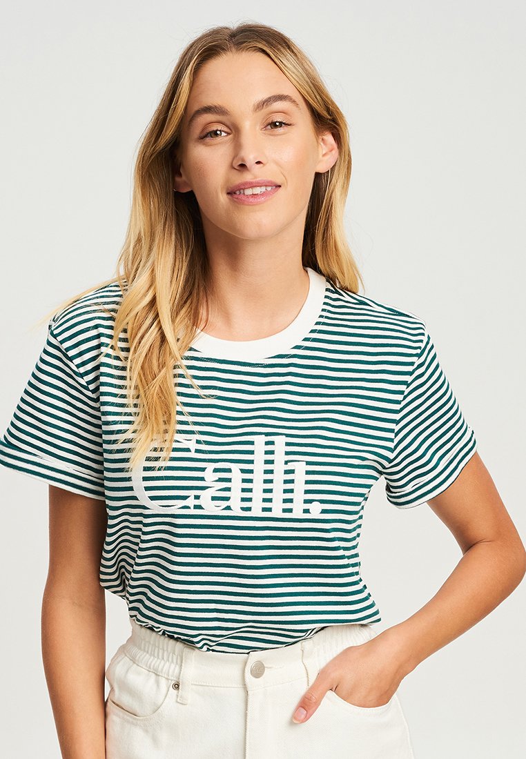 CALLI T-shirt med print - emerald stripe wht emb/grön - Zalando.se