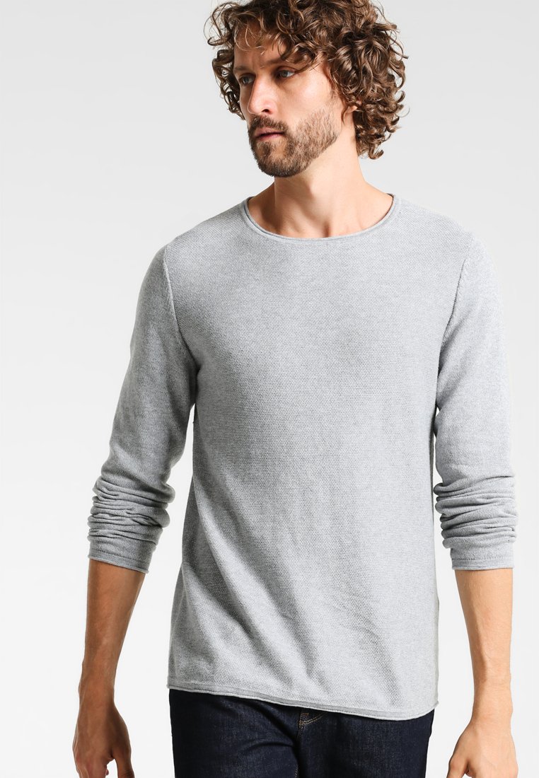 Zalando Essentials CREW NECK ROUNDED HEM - Maglione - light grey ...