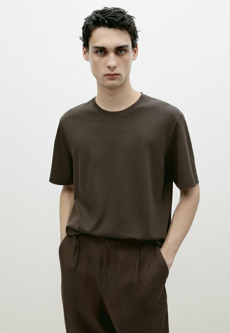 Massimo Dutti LIMITED EDITION - T-shirt basic - dark brown/marrone ...