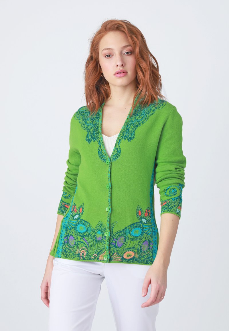 Ivko JACQUARD V NECK NECKLESS PATTERN - Vest - green/groen - Zalando.be